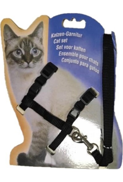 Easypet Kedi Göğüs Tasması ve Gezdirme Seti Siyah