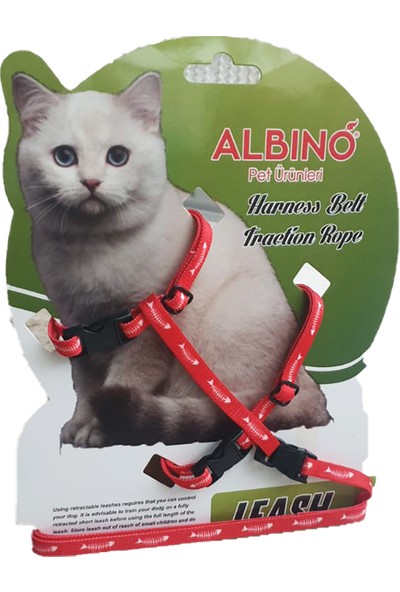 Albino Kılçık Desenli Kedi Tasma Seti