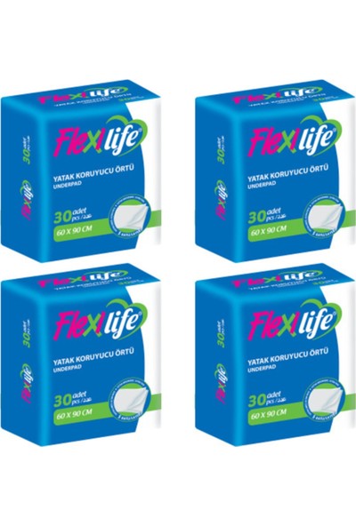 Flexi Flexilife Hasta Altı Bezi Yatak Koruyucu 60X90 cm 30 Lu 4 Paket
