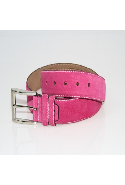 Derimine Deri Fuşya Renk Tokalı Kadın 4 cm Kemer