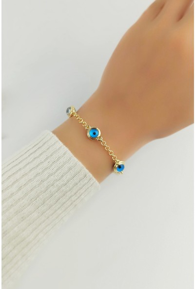 ÇLK Accessories Üç Top Nazar Boncuk Kadın Bileklik TRBILEK7441 B32253