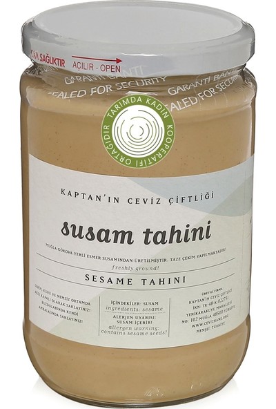 Kaptan'ın Ceviz Çiftliği Tarımda Kadın Yerli Esmer Susam Tahini 650 gr Kaptan'ın Ceviz Çiftliği Tarımda Kadın Yerli Esmer Susam Tahini 650 gr