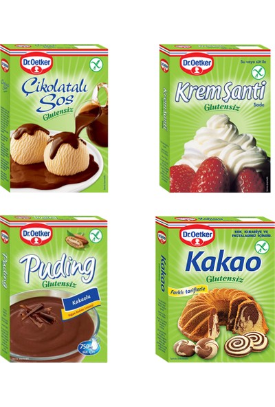 Dr. Oetker Glutensiz Çikolatalı Sos,krem Şanti,puding,kakao Avantaj Paket Dr. Oetker Glutensiz Çikolatalı Sos,krem Şanti,puding,kakao Avantaj Paket