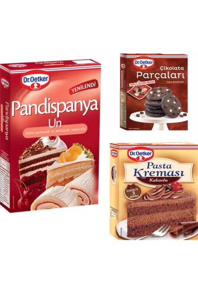 Dr. Oetker Pandispanya Unu,çikolata Parçaları ve Kakaolu Pasta Kreması Paketi