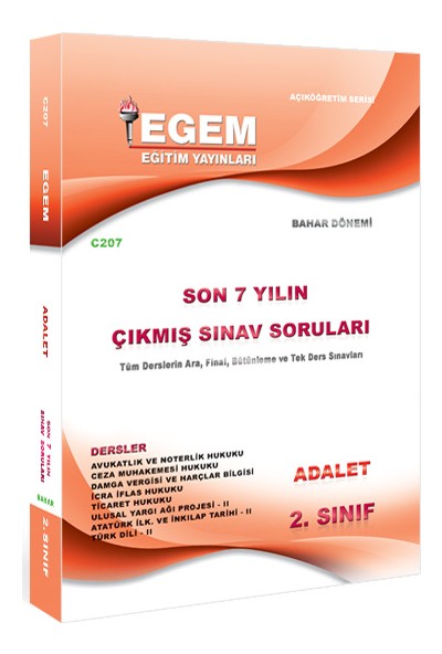Egem Yayınları 2. Sınıf Adalet Çıkmış Sınav Soruları (2012 - 2018) - Bahar Dönemi (4. Yarıyıl) Egem Yayınları 2. Sınıf Adalet Çıkmış Sınav Soruları (2012 - 2018) - Bahar Dönemi (4. Yarıyıl)