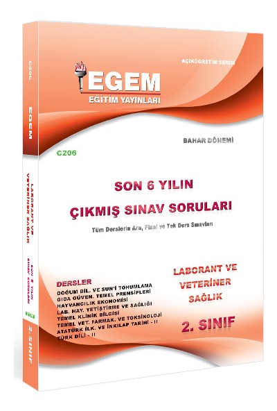Egem Yayınları 2. Sınıf Laborant ve Veteriner Sağlık Çıkmış Sınav Soruları (2012 - 2018) - Bahar Dönemi (4. Yarıyıl) Egem Yayınları 2. Sınıf Laborant ve Veteriner Sağlık Çıkmış Sınav Soruları (2012 - 2018) - Bahar Dönemi (4. Yarıyıl)