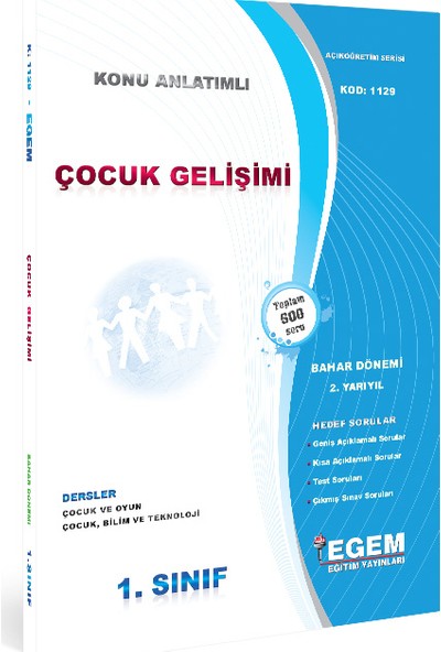 Egem Yayınları 1. Sınıf Çocuk Gelişimi Konu Anlatımlı Soru Bankası - Bahar Dönemi (2. Yarıyıl)