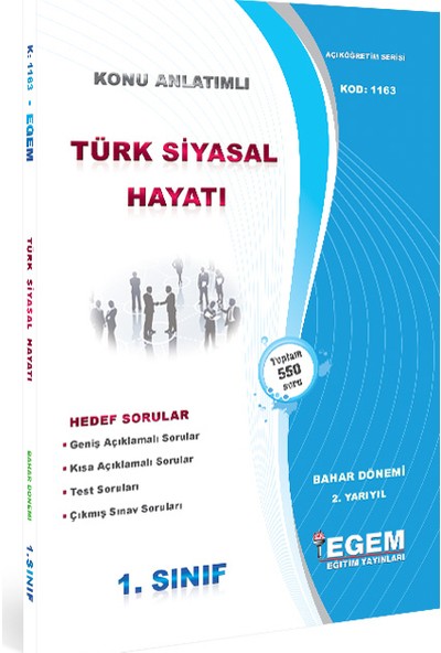 Egem Yayınları Türk Siyasal Hayatı Konu Anlatımlı Soru Bankası Bahar Dönemi (2. Yarıyıl)