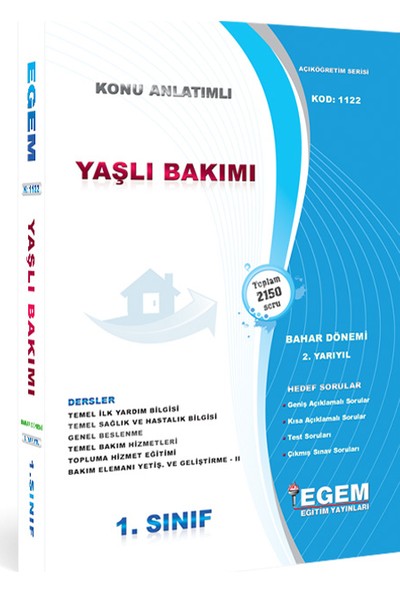 Egem Yayınları 1. Sınıf Yaşlı Bakımı Konu Anlatımlı Soru Bankası - Bahar Dönemi (2. Yarıyıl)