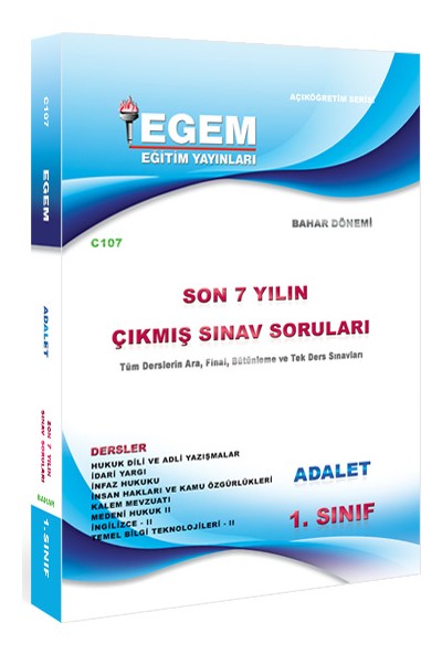 Egem Yayınları 1. Sınıf Adalet Çıkmış Sınav Soruları (2012 - 2018) - Bahar Dönemi (2. Yarıyıl) Egem Yayınları 1. Sınıf Adalet Çıkmış Sınav Soruları (2012 - 2018) - Bahar Dönemi (2. Yarıyıl)
