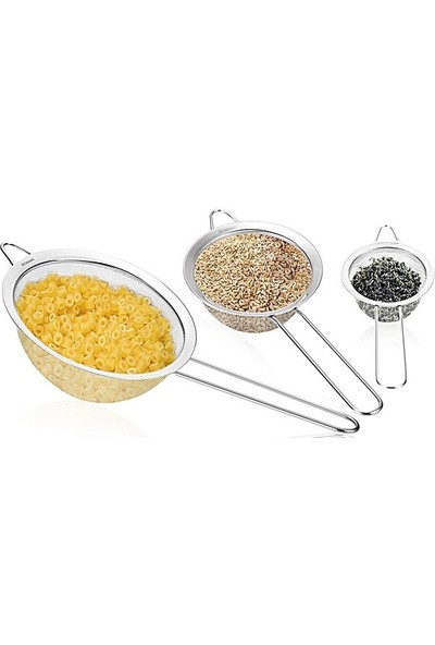 Biotech 3 Adet Paslanmaz Çelik Süzgeç Kevgir Sebze Yağ Süzgeci Un Elek Filtresi 10-14-16 cm Biotech 3 Adet Paslanmaz Çelik Süzgeç Kevgir Sebze Yağ Süzgeci Un Elek Filtresi 10-14-16 cm