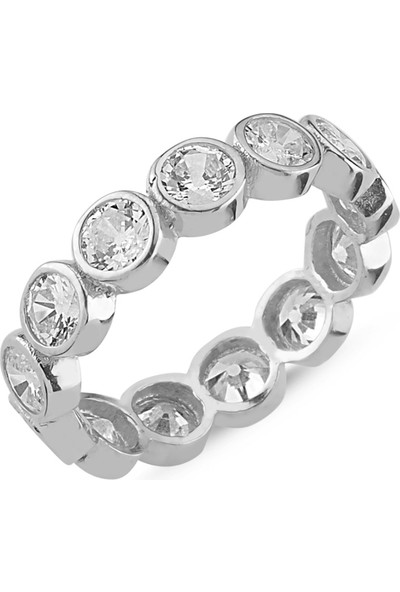 Silverlina Gümüş 4mm Zirkon Taşlı Tamtur Yüzük