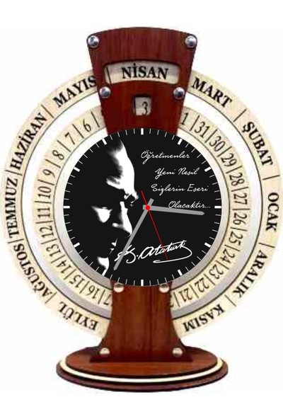 Serem Hediyelik Sonsuz Maya Takvimli Saat Atatürk Öğretmen