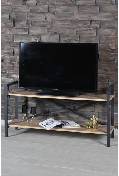 Cosargroup Metal Dekoratif Raflı Tv Ünitesi Televizyon Sehpası