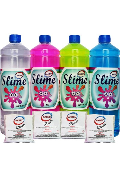 Lansy zıp zıp slime seti 4 renk 4x1 kg + boraks Lansy zıp zıp slime seti 4 renk 4x1 kg + boraks