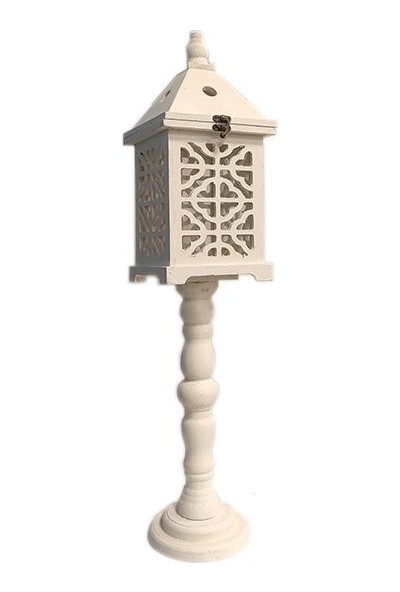 Biev Ahşap Ayaklı Beyaz Fener 78CM