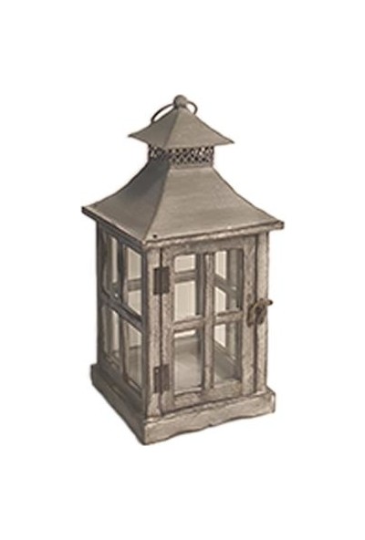 Biev Metal Alt Kısmı Ahşap Gri Fener 36CM