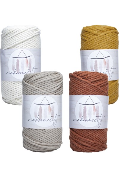 Taranan Makrome Ipi 3mm Tek Büküm Makrame Taranabilir Ip 4lü Set Ekru Hardal Kiremit Sütlü Kahve Taranan Makrome Ipi 3mm Tek Büküm Makrame Taranabilir Ip 4lü Set Ekru Hardal Kiremit Sütlü Kahve