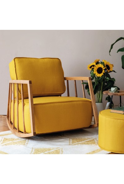 Hamm Design Mama Sallanan Koltuk Sarı 70 96 68 Masif Meşe