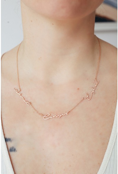 Minamis Silver 925 Ayar 3 İsimli Kolye Rose Minamis Silver 925 Ayar 3 İsimli Kolye Rose