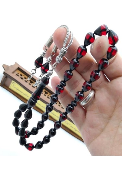 Altınsoy Damla Model Kırmızı Sürmeli Sıkma Ateş Kehribar Tesbih