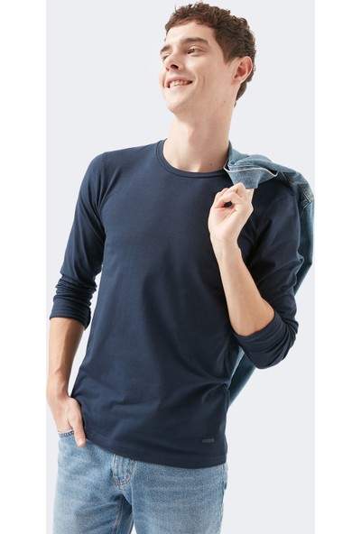 Mavi Erkek Uzun Kollu Lacivert Basic Tişört 062477-27308
