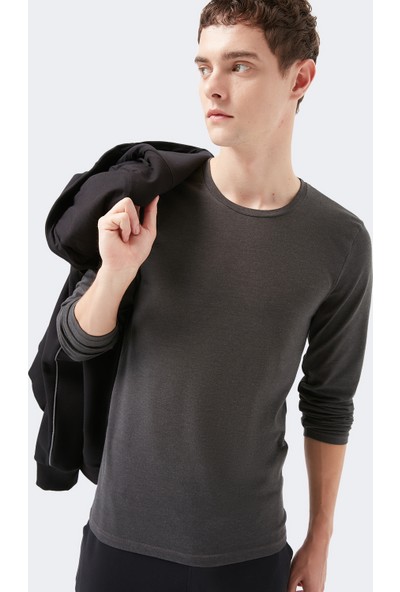 Mavi Erkek Uzun Kollu Gri Basic Tişört 062477-27310