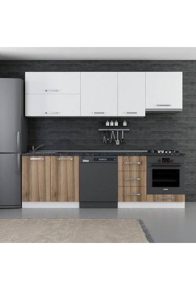 Minar 255 cm Mutfak Dolabı Beyaz Dore 255-D16