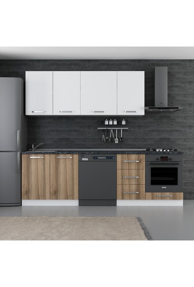 Minar 255 cm Mutfak Dolabı Beyaz Dore 255-D11