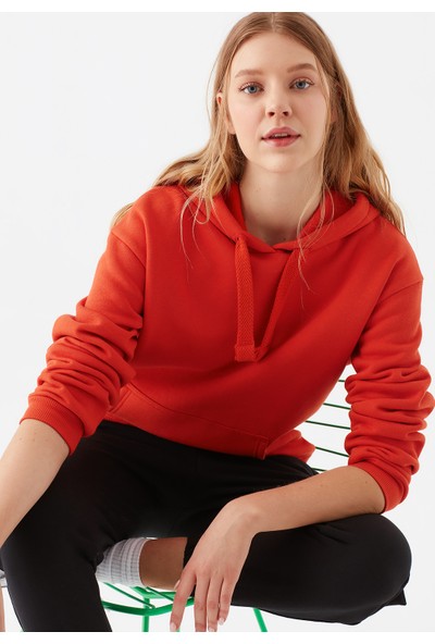 Mavi Kadın Kapüşonlu Turuncu Basic Sweatshirt 167299-30874