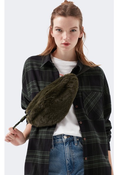 Mavi Kadın Haki Peluş Bel Çantası 197620-30759