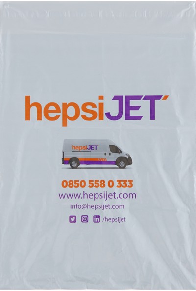 Hepsijet Baskılı Cepli Kargo Poşeti Orta Boy 30 x 38+5 cm 1000'li