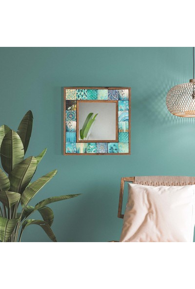 Bluecape Doğal Ağaç 33X33 cm Çerçeveli Antik Limra Taş Kaplı Salon Duvar Konsol Boy Aynası Bluecape Doğal Ağaç 33X33 cm Çerçeveli Antik Limra Taş Kaplı Salon Duvar Konsol Boy Aynası