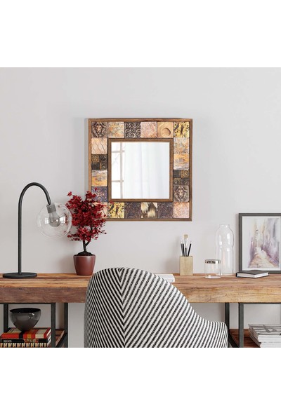 Bluecape Doğal Ağaç 33X33 cm Çerçeveli Antik Limra Taş Kaplı Salon Duvar Konsol Boy Aynası Bluecape Doğal Ağaç 33X33 cm Çerçeveli Antik Limra Taş Kaplı Salon Duvar Konsol Boy Aynası