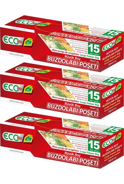 Ecomix Buzdolabı Poşeti Büyük Boy 15'li x 3