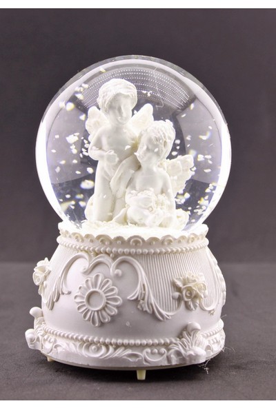Deco Elit Melek Temalı Kar Küresi Orta Boy Işıklı Müzikli 12CM-30B
