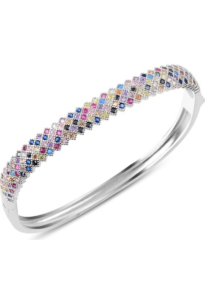 Silverlina Gümüş Karışık Zirkon Taşlı Bilezik