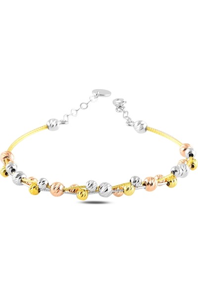 Silverlina Gümüş 3 Renk Dorica Toplu Plaka Bilezik