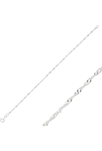 Silverlina Gümüş 30 Mikron Singapur (Twist) Zincir Bileklik