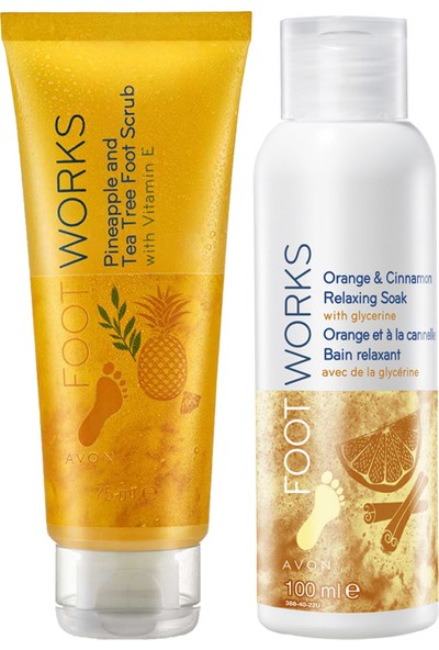 Avon Portakal Tarçın Kokulu Ayak Banyosu ve Ananas ve Çay Ağacı Özlü Scrub Paketi