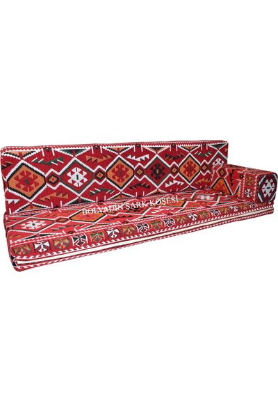 Bolvadin Şark Köşesi MTK411-401 Şark Köşesi Kırmızı Halı Ds. Üçlü Minder Takımı 160LIK