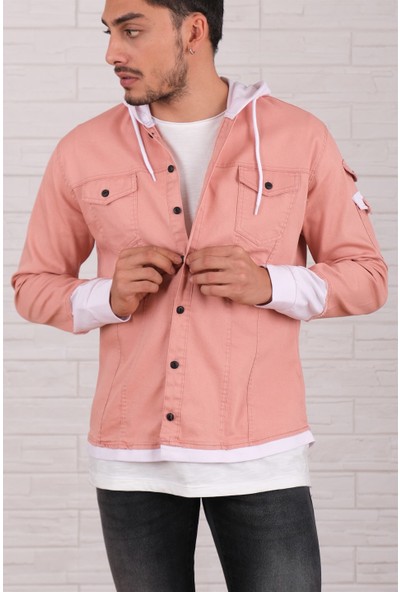 Arlin Erkek Çift Çepli Kapşonlu Kot Pudra Kot Gömlek Arlin Erkek Çift Çepli Kapşonlu Kot Pudra Kot Gömlek