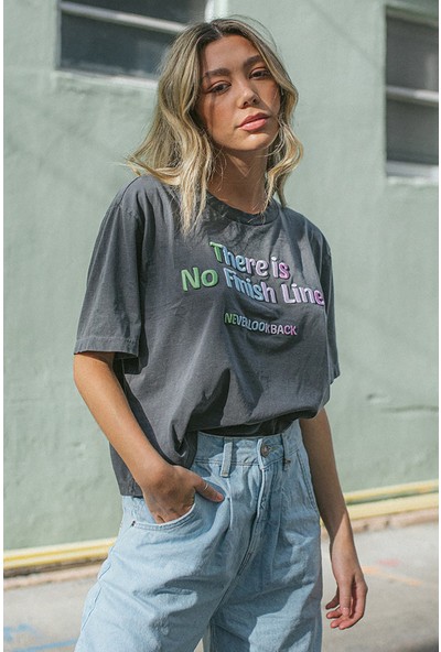 Madmext Mad Girls Antrasit Tişört MG946