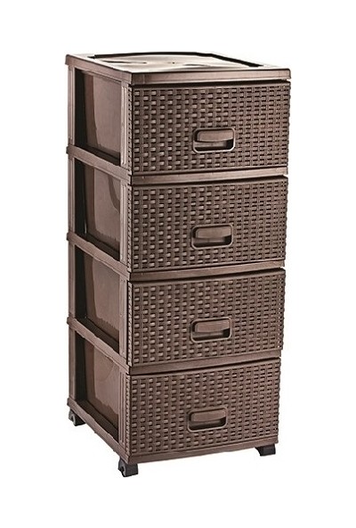 Alkansan Hasırlı Plastik Komidin Sebzelik Çok Amaçlı (Koyu Kahve)