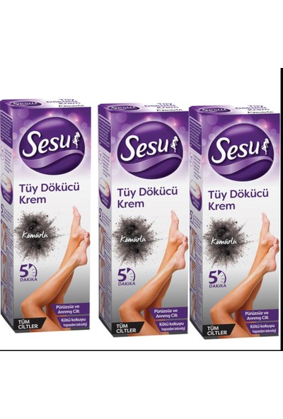 Sesu Tüy Dökücü Krem Kömürlü 3 Adet