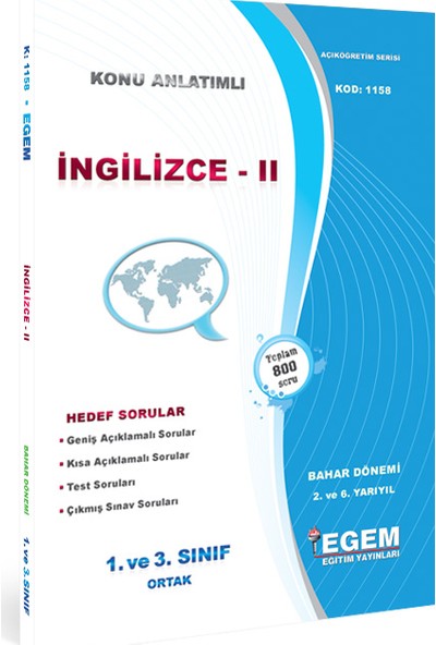 Egem Yayınları Ingilizce-Iı Konu Anlatımlı Soru Bankası- Bahar Dönemi(2. Yarıyıl)
