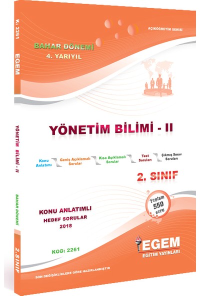 Egem Yayınları Yönetim Bilimi-II Konu Anlatımlı Soru Bankası Bahar Dönemi (4. Yarıyıl) Egem Yayınları Yönetim Bilimi-II Konu Anlatımlı Soru Bankası Bahar Dönemi (4. Yarıyıl)
