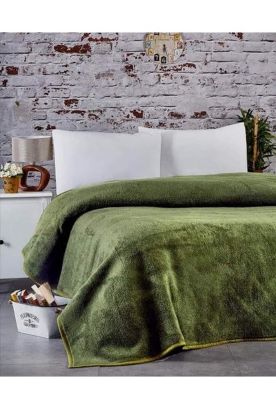 Kısayol Concept Tek Kişilik Yün Battaniye Haki Yeşil 160 x 220