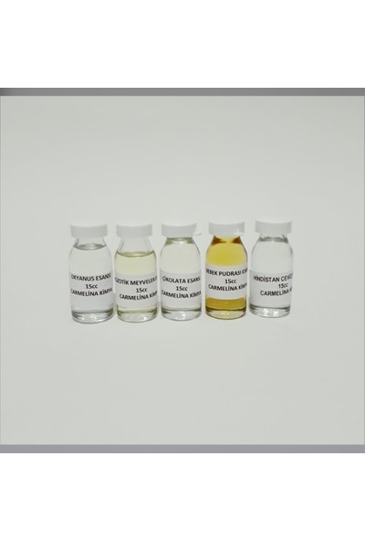 Carmelina 5li Mum Esansı Çikolata-Okyanus-Bebek Pudrası -Hindistan Cevizi-Egzotik Meyvalar Carmelina 5li Mum Esansı Çikolata-Okyanus-Bebek Pudrası -Hindistan Cevizi-Egzotik Meyvalar