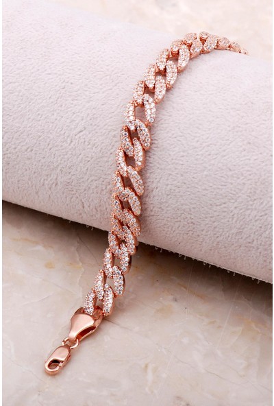 Sümer Telkari Rose Gümüş Taşlı Gurmet Zincir Bileklik